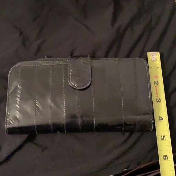 Lee Sands | Bags | Lee Sands Black Eel Skin Long Wallet | Poshmark